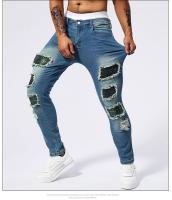 China Blue Mid Waist Regular Fit wholesale skinny jeans mens Urban Fashion Vintage Washed Knit Custom (TM224) for sale