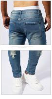 China Blue Mid Waist Regular Fit wholesale skinny jeans mens Urban Fashion Vintage Washed Knit Custom (TM224) for sale