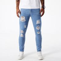 China Mid Waist Light Blue Youth Trend wholesale skinny jeans mens Daily Outdoor Slight Stretch Custom (T231) for sale