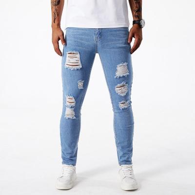 China Mid Waist Light Blue Youth Trend wholesale skinny jeans mens Daily Outdoor Slight Stretch Custom (T231) for sale
