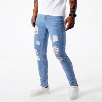 China Mid Waist Light Blue Youth Trend wholesale skinny jeans mens Daily Outdoor Slight Stretch Custom (T231) for sale