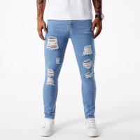 China Mid Waist Light Blue Youth Trend wholesale skinny jeans mens Daily Outdoor Slight Stretch Custom (T231) for sale