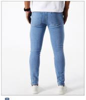 China Mid Waist Light Blue Youth Trend wholesale skinny jeans mens Daily Outdoor Slight Stretch Custom (T231) for sale