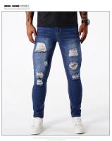 China Mid Waist Light Blue Youth Trend wholesale skinny jeans mens Daily Outdoor Slight Stretch Custom (T231) for sale