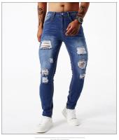China Mid Waist Light Blue Youth Trend wholesale skinny jeans mens Daily Outdoor Slight Stretch Custom (T231) for sale