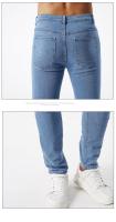 China Mid Waist Light Blue Youth Trend wholesale skinny jeans mens Daily Outdoor Slight Stretch Custom (T231) for sale
