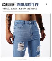 China Mid Waist Light Blue Youth Trend wholesale skinny jeans mens Daily Outdoor Slight Stretch Custom (T231) for sale