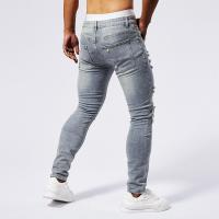 China Mid Waist Light Blue Distressed wholesale skinny jeans mens Regular Fit High Stretch Custom (Y230) for sale