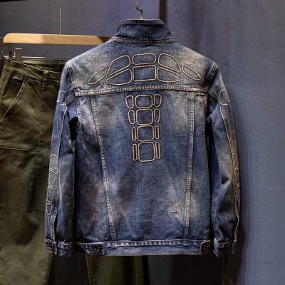 China Single Breasted Blue Daily Long Sleeve biker jacket wholesale Polyester 19% Urban Fashion Custom (528) for sale