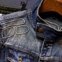 China Single Breasted Blue Daily Long Sleeve biker jacket wholesale Polyester 19% Urban Fashion Custom (528) for sale