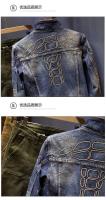 China Single Breasted Blue Daily Long Sleeve biker jacket wholesale Polyester 19% Urban Fashion Custom (528) for sale