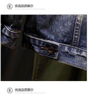 China Single Breasted Blue Daily Long Sleeve biker jacket wholesale Polyester 19% Urban Fashion Custom (528) for sale