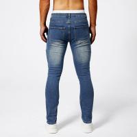 China Distressed Blue Mid Waist Youth Trend wholesale skinny jeans mens Outdoor Daily Slight Stretch Custom (Y229) for sale