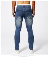 China Distressed Blue Mid Waist Youth Trend wholesale skinny jeans mens Outdoor Daily Slight Stretch Custom (Y229) for sale