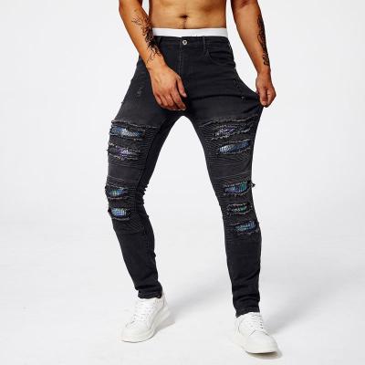 China Black Mid Waist Youth Trend wholesale skinny jeans mens Regular Fit Slight Stretch Custom (Y228) for sale