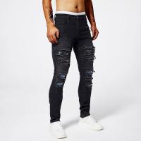 China Black Mid Waist Youth Trend wholesale skinny jeans mens Regular Fit Slight Stretch Custom (Y228) for sale