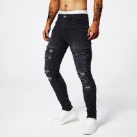 China Black Mid Waist Youth Trend wholesale skinny jeans mens Regular Fit Slight Stretch Custom (Y228) for sale