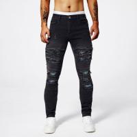 China Black Mid Waist Youth Trend wholesale skinny jeans mens Regular Fit Slight Stretch Custom (Y228) for sale