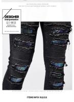 China Black Mid Waist Youth Trend wholesale skinny jeans mens Regular Fit Slight Stretch Custom (Y228) for sale