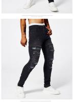 China Black Mid Waist Youth Trend wholesale skinny jeans mens Regular Fit Slight Stretch Custom (Y228) for sale