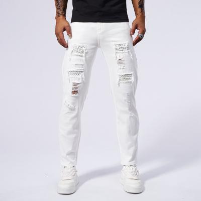 China Washed Mid Waist White Black wholesale skinny jeans mens Youth Trend Washed Other Custom (P399) for sale