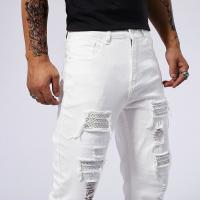 China Washed Mid Waist White Black wholesale skinny jeans mens Youth Trend Washed Other Custom (P399) for sale