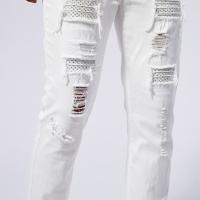 China Washed Mid Waist White Black wholesale skinny jeans mens Youth Trend Washed Other Custom (P399) for sale