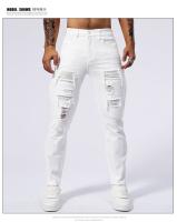 China Washed Mid Waist White Black wholesale skinny jeans mens Youth Trend Washed Other Custom (P399) for sale