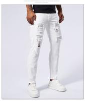 China Washed Mid Waist White Black wholesale skinny jeans mens Youth Trend Washed Other Custom (P399) for sale