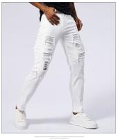 China Washed Mid Waist White Black wholesale skinny jeans mens Youth Trend Washed Other Custom (P399) for sale