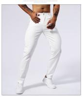 China White Mid Waist Urban Fashion wholesale skinny jeans mens Slight Stretch Business Office/Commute Daily Custom (P321) for sale