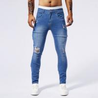 China Distressed Mid Waist Distressed Urban Fashion wholesale skinny jeans mens Daily Outdoor Slight Stretch Custom (TM220) for sale
