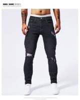 China Distressed Mid Waist Distressed Urban Fashion wholesale skinny jeans mens Daily Outdoor Slight Stretch Custom (TM220) for sale