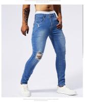 China Distressed Mid Waist Distressed Urban Fashion wholesale skinny jeans mens Daily Outdoor Slight Stretch Custom (TM220) for sale