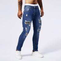 China Mid Waist Blue Mid Waist Distressed wholesale skinny jeans mens Regular Fit High Stretch Custom (TM223) for sale