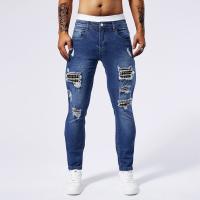China Mid Waist Blue Mid Waist Distressed wholesale skinny jeans mens Regular Fit High Stretch Custom (TM223) for sale