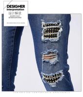 China Mid Waist Blue Mid Waist Distressed wholesale skinny jeans mens Regular Fit High Stretch Custom (TM223) for sale