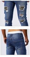 China Mid Waist Blue Mid Waist Distressed wholesale skinny jeans mens Regular Fit High Stretch Custom (TM223) for sale
