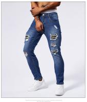 China Mid Waist Blue Mid Waist Distressed wholesale skinny jeans mens Regular Fit High Stretch Custom (TM223) for sale