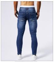China Mid Waist Blue Mid Waist Distressed wholesale skinny jeans mens Regular Fit High Stretch Custom (TM223) for sale