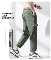 China Daily Summer Mid Waist mens pants wholesale Youth Trend Army Green Grey Custom (HY630) for sale