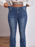 China Blue Cotton Casual wide leg track pants High Waist Embroidered Custom (834) for sale