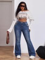 China Autumn 2026 Blue Cotton Casual wide leg track pants High Waist Embroidered Custom (832) for sale