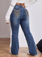 China Autumn 2026 Blue Cotton Casual wide leg track pants High Waist Embroidered Custom (832) for sale