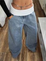 China Regular Blue Cotton Casual wide leg track pants High Waist Autumn 2026 Custom (926) for sale