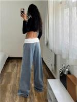 China Regular Blue Cotton Casual wide leg track pants High Waist Autumn 2026 Custom (926) for sale