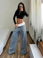 China Regular Blue Cotton Casual wide leg track pants High Waist Autumn 2026 Custom (926) for sale