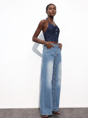 China Straight Pant Blue Cotton Casual wholesale denim jeans for High Waist Autumn 2026 Custom (924) for sale