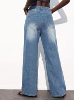 China Straight Pant Blue Cotton Casual wholesale denim jeans for High Waist Autumn 2026 Custom (924) for sale
