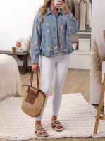 China Blue Warm Outdoor wholesale denim jackets suppliers Ribbed Cuff Long Sleeve Custom (99912) for sale
